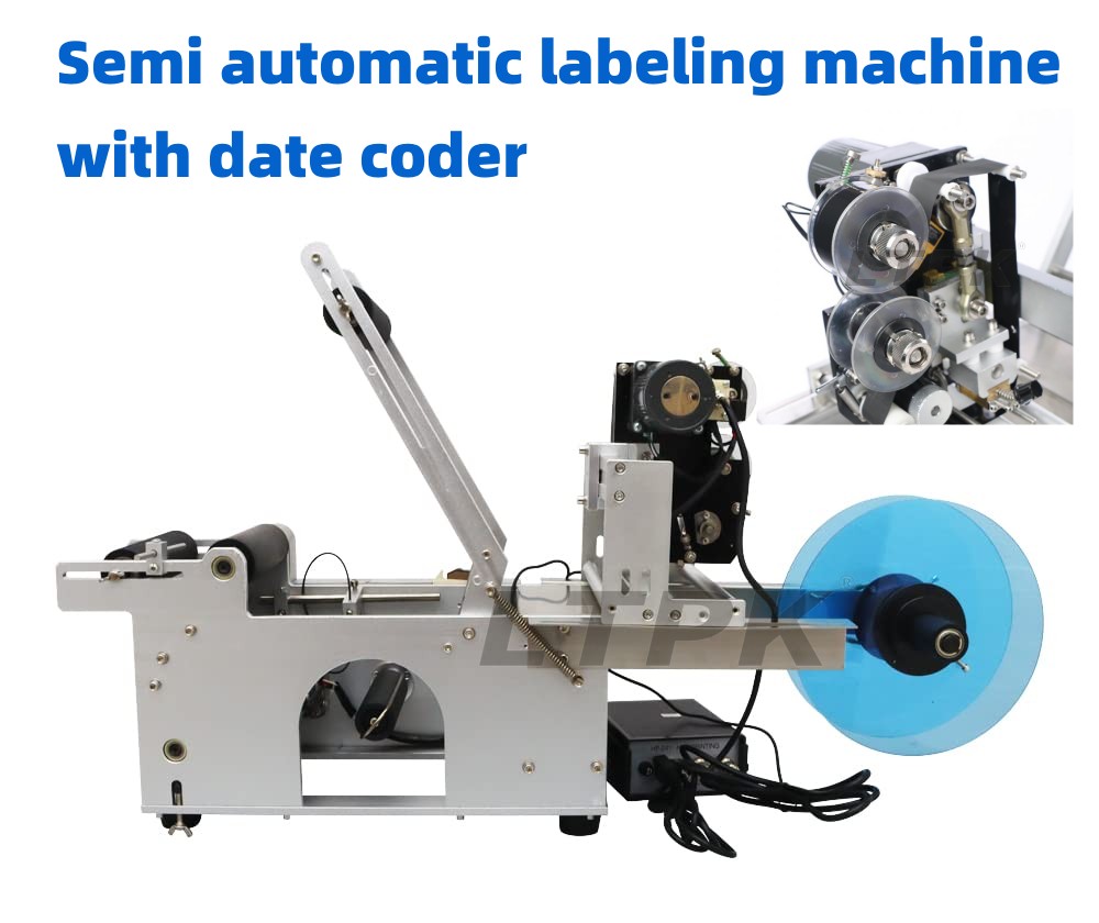 LTPK LT-50D Semi automatic Round Bottle Labeling Machine With Date Coder